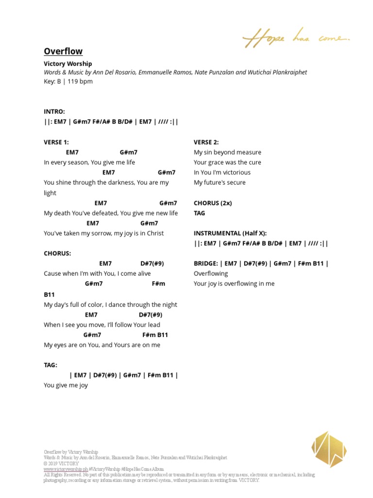 Overflow Victory Worship Song Chart | PDF