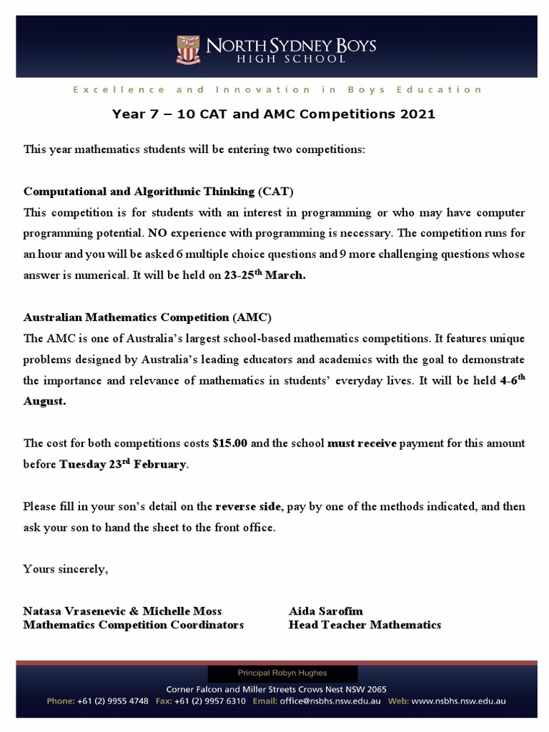 2021 CAT and AMC NOTE TO STUDENTS | PDF | Payments | Cheque