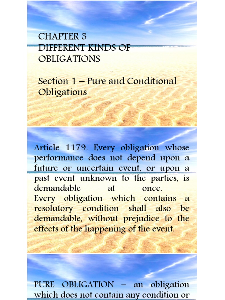 Different Kinds of Obligations Section 1 - Pure and Conditional ...
