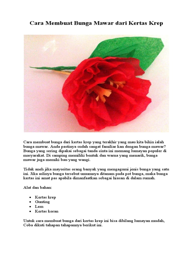 Cara Membuat Bunga Mawar Dari Kertas Krep | PDF