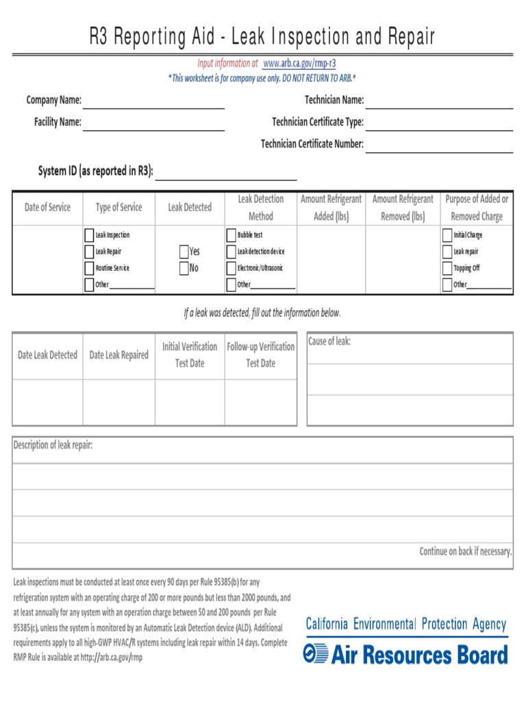 California RMP ARB Leak Check Report Form | PDF | Nature