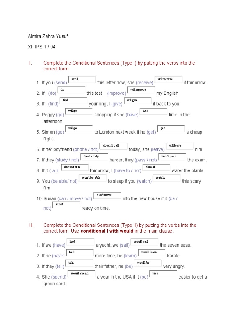 Exercise If Clause 1,2,3 | PDF