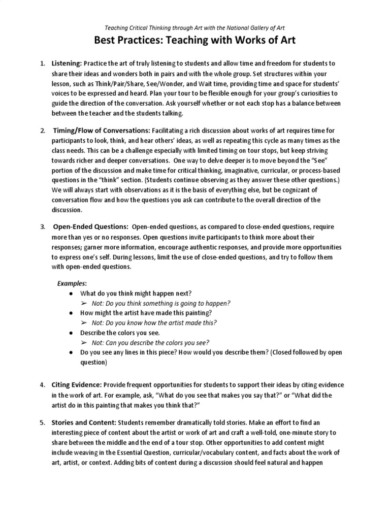 Best Practices Teaching With Works of Art | PDF | Vocabulary | Thought