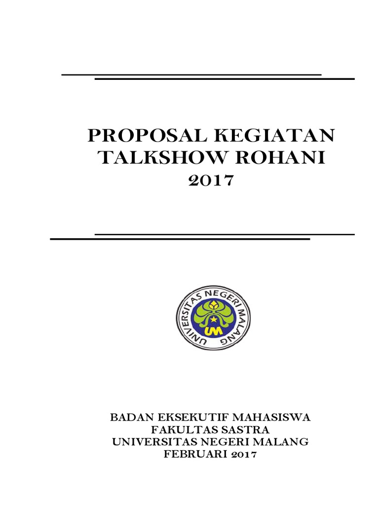 Proposal Kegiatan Talkshow Rohani 2017 | PDF