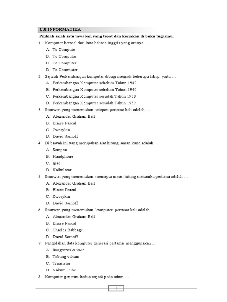 UJI INFORMATIKA Pertemuan 2 | PDF