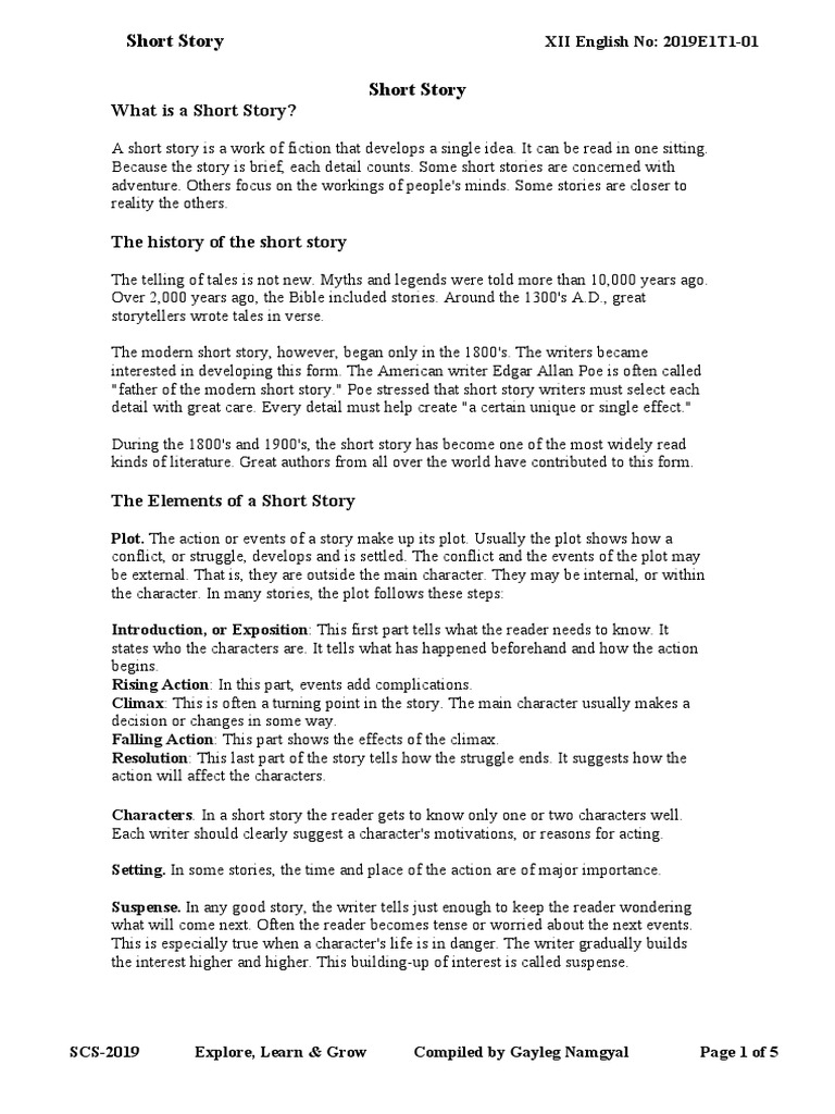 Explore the Elements of Short Stories | PDF | Narration | Writers