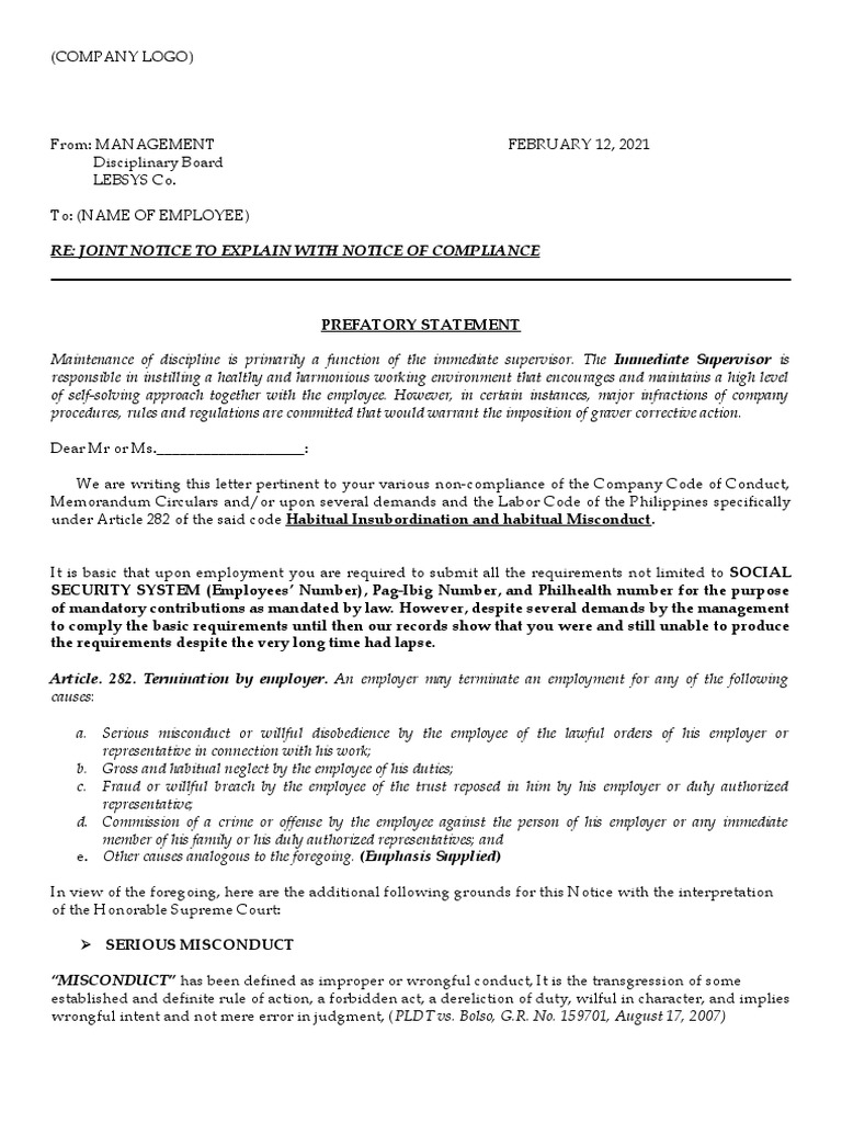 Employee Disciplinary Notice Explained | PDF | Regulatory Compliance ...