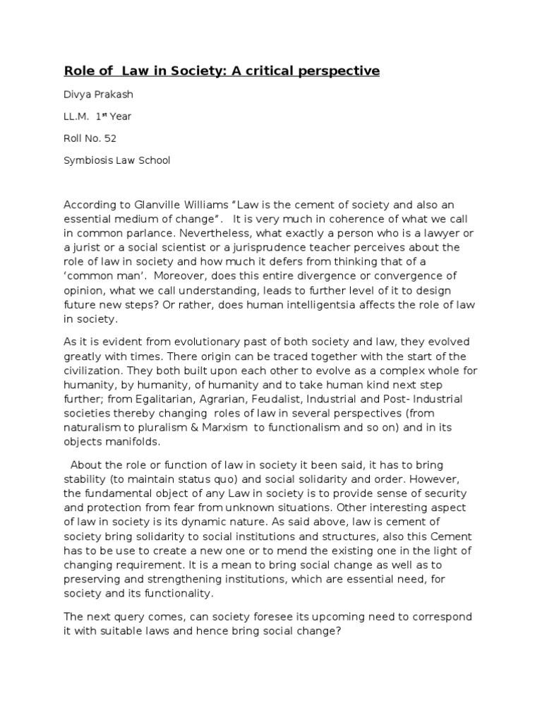 Role of Law in Society | PDF | Jurisprudence | Society