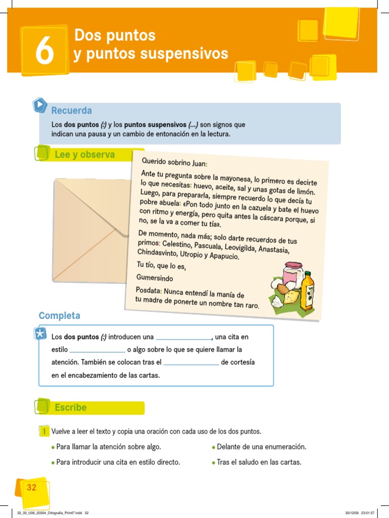 Dos Puntos y Puntos Suspensivos | PDF | Alimentos