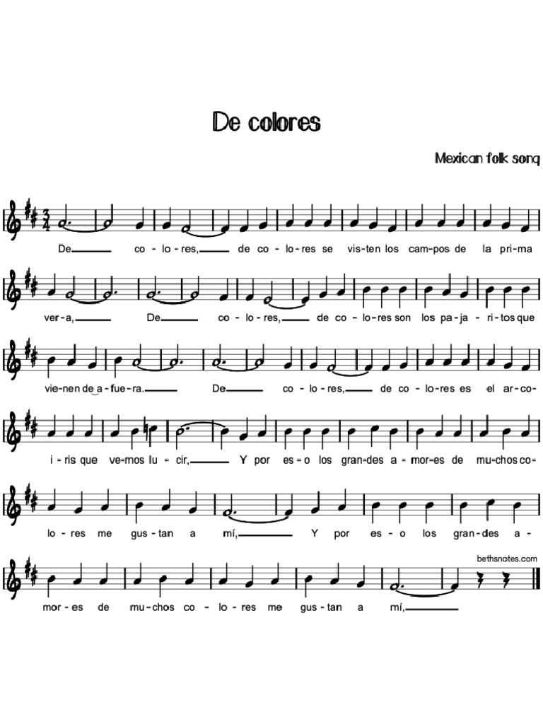 De Colores (Spanish Spring Song) | PDF