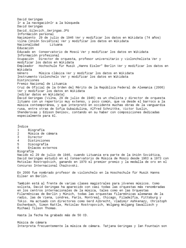 David Geringas | PDF | Músicos clásicos | Música clásica