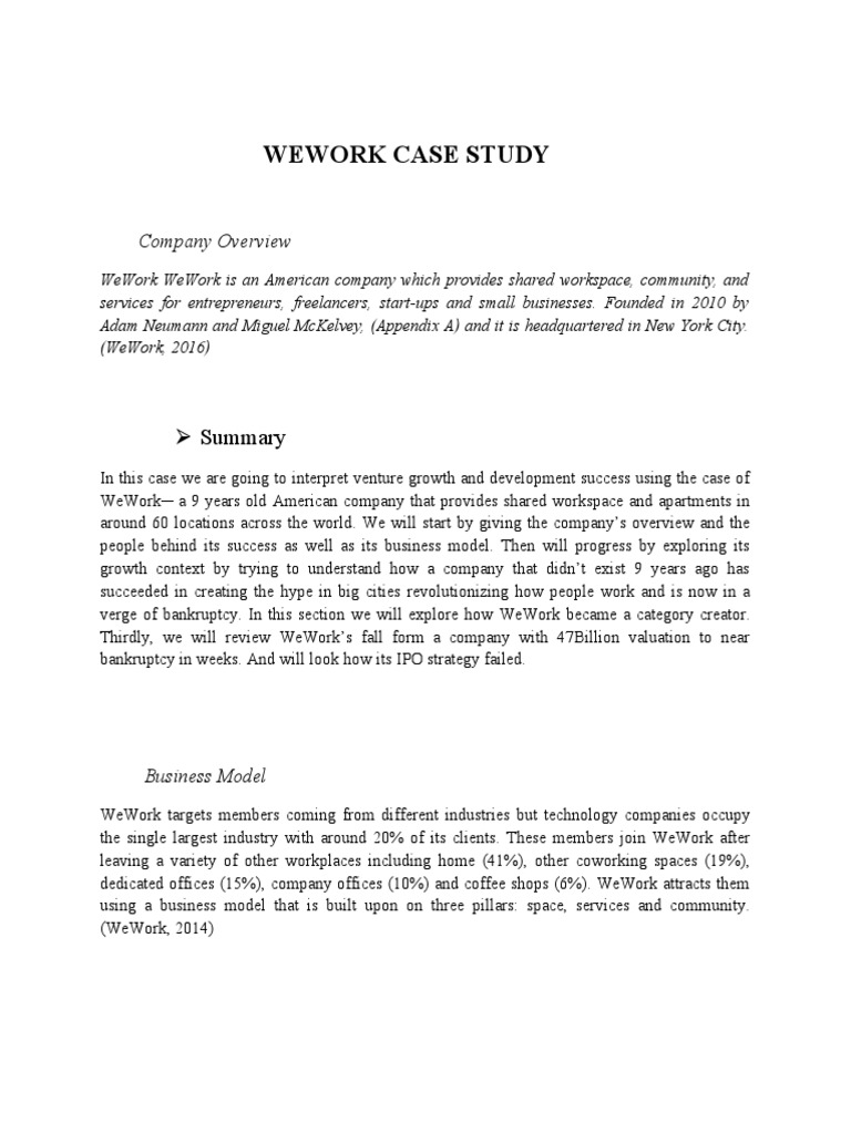 Wework Case Study | PDF | Companies | Investing