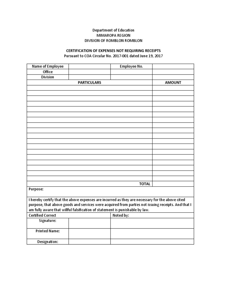 Certificate Not Requiring Receipt | PDF