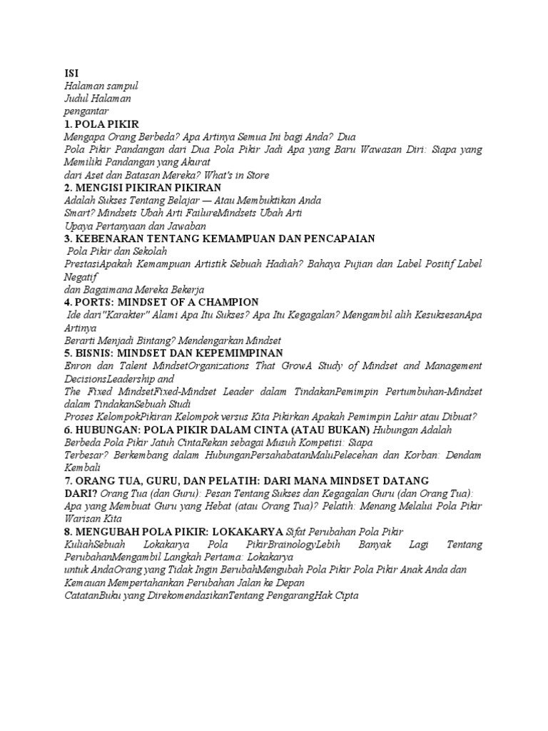 Terjemahan Buku Mindset Psychology | PDF