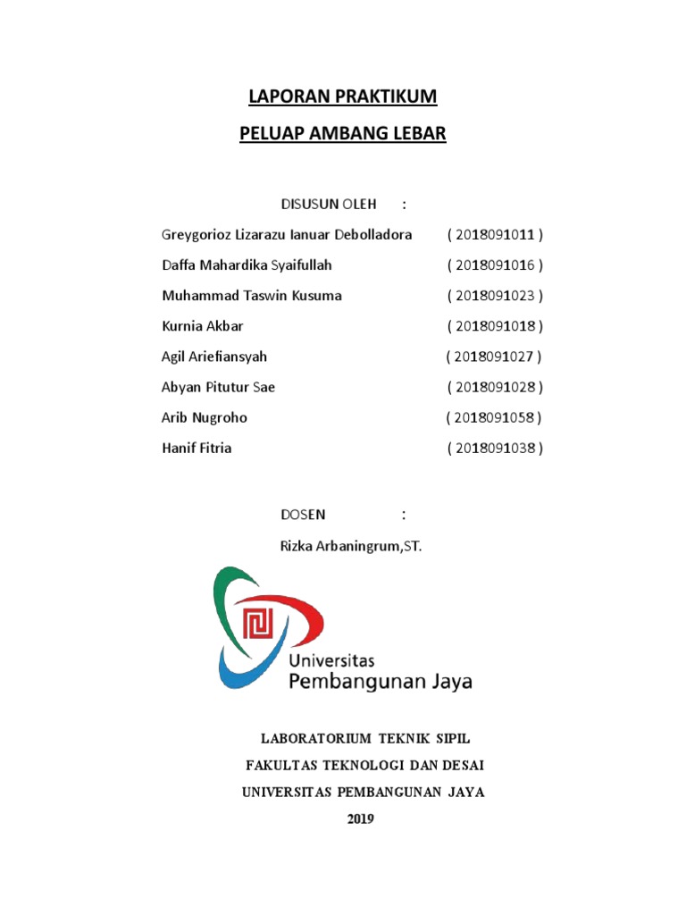 Laporan Awal Praktikum Mekflu - Peluap Ambang Lebar | PDF