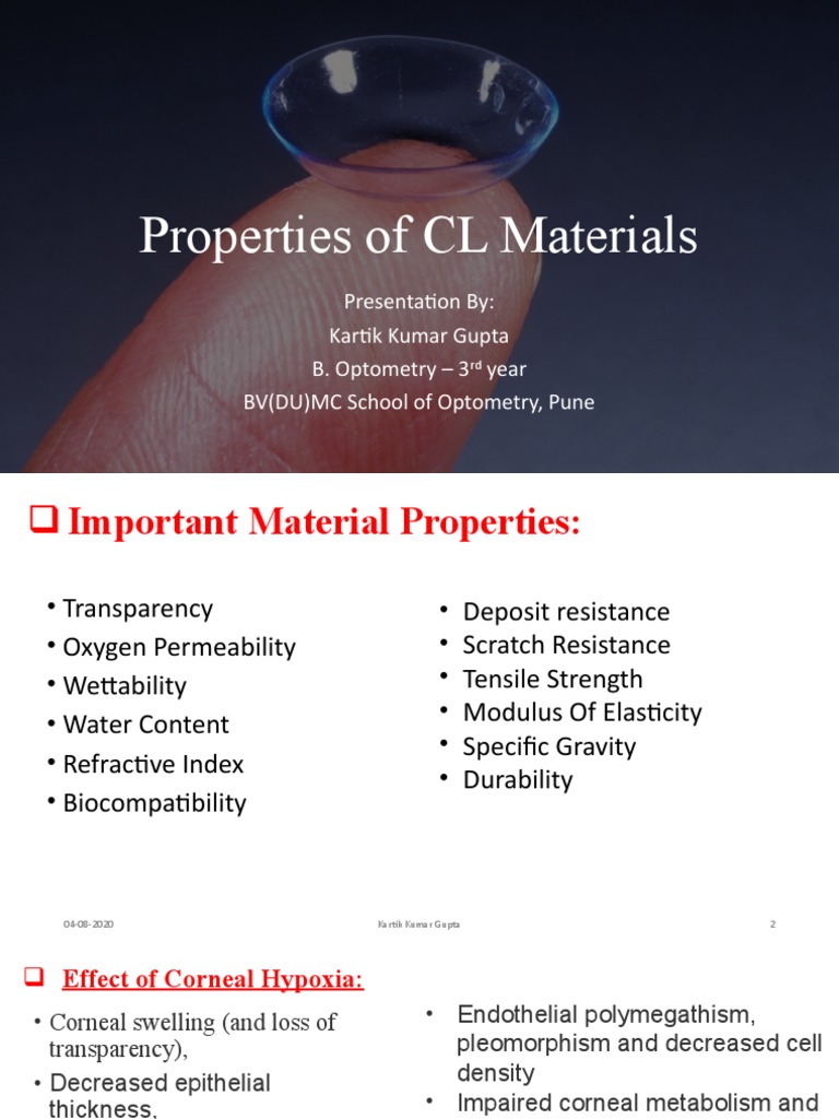 Properties of CL Materials: Presentation By: Kartik Kumar Gupta B ...