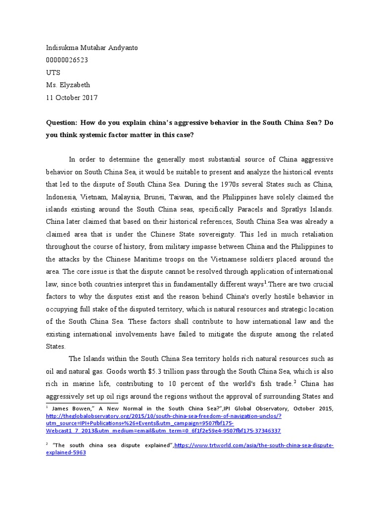 South China Sea Exam | PDF | South China Sea | Global Politics