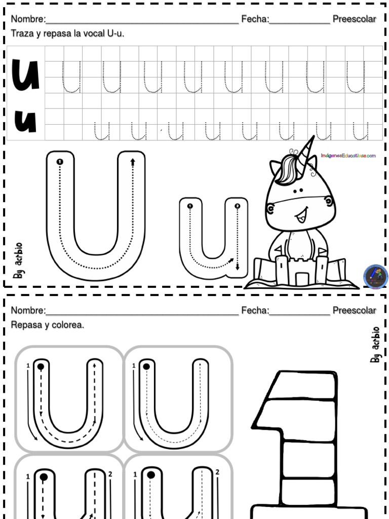 Cuaderno para Preescolar Vocales Letra U | PDF