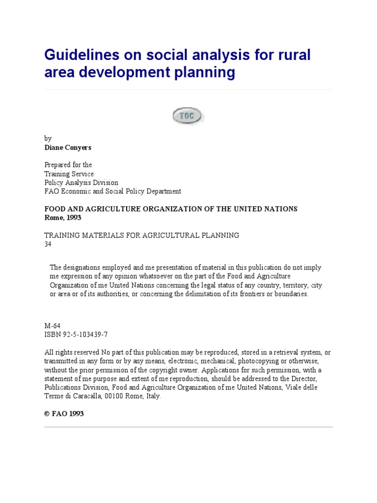 Guidelines On Social Analysis For Rural Area Development Planning | PDF ...