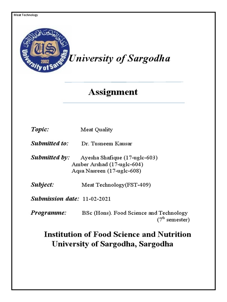 Meat Technology Assignment | PDF | Meat | Flavor