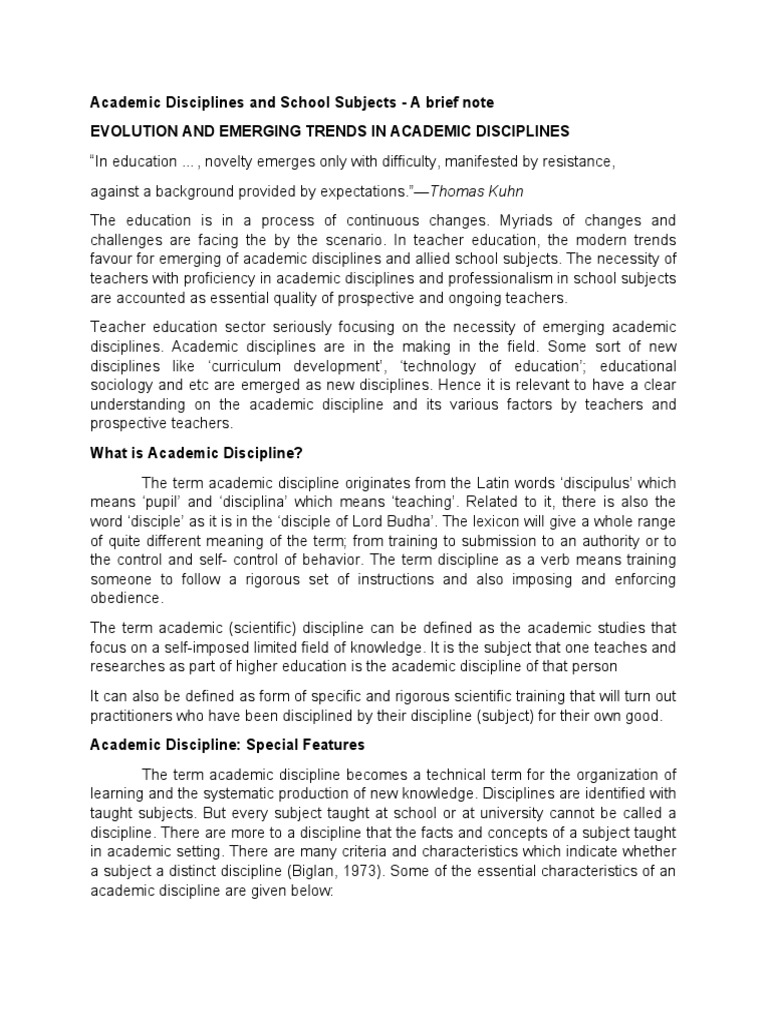 Academic Disciplines and School Subjects | PDF | Science ...