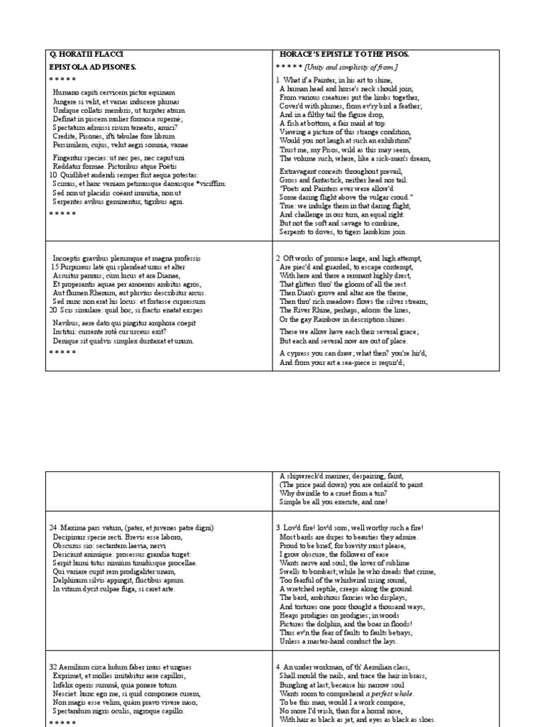 Horace - Ars Poetica - Latin and English Verse | PDF