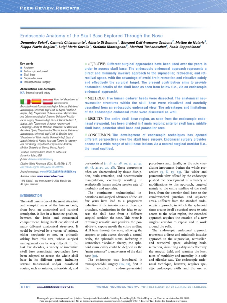 Endoscopic Anatomy of The Skull Base Explored Through The Nose | PDF ...