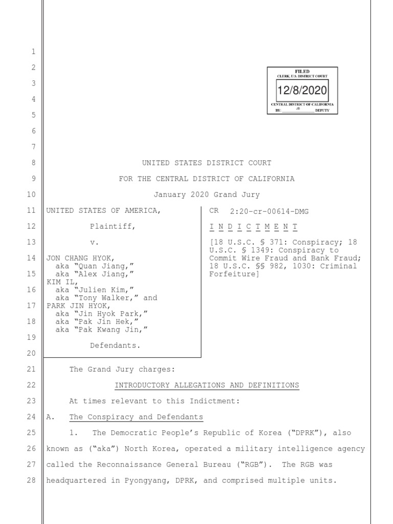 DPRK Cyber Conspiracy Indictment | PDF | Ransomware | Malware