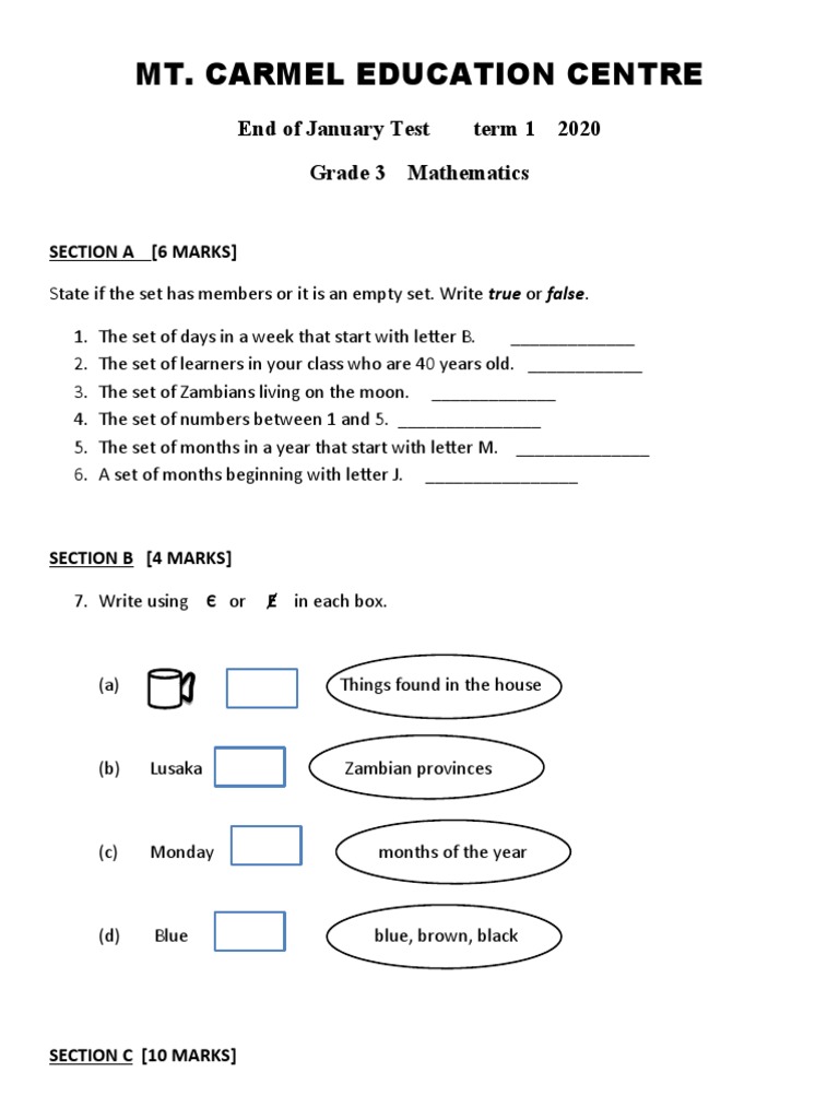 Grade 3 Maths Assessment Term 1 | PDF
