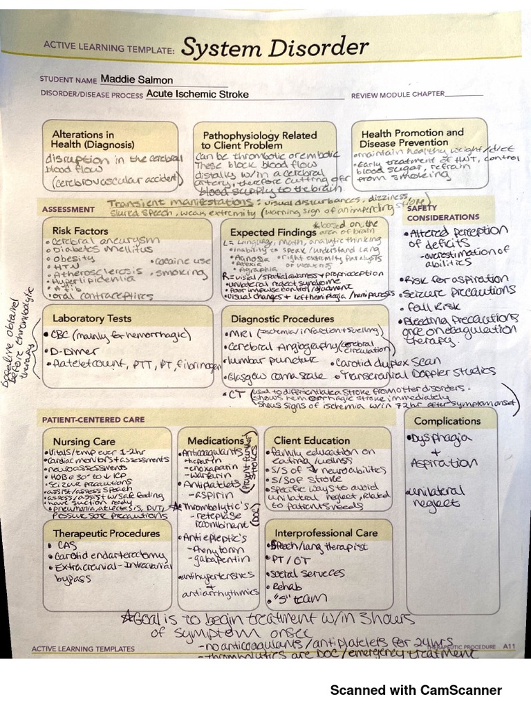 Acute Ischemic Stroke ATI (Done) | PDF