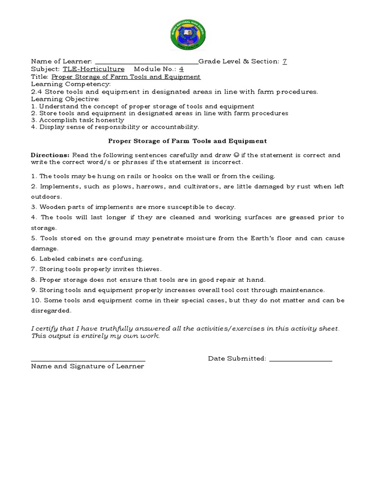 Week2-module4-Activity-Sheet-horticulture 7 | PDF | Home & Garden