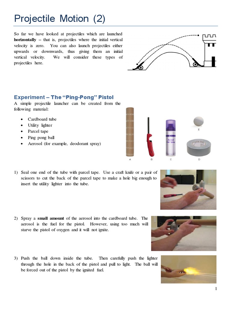 Projectile Motion (2) : Experiment - The "Ping-Pong" Pistol | PDF ...