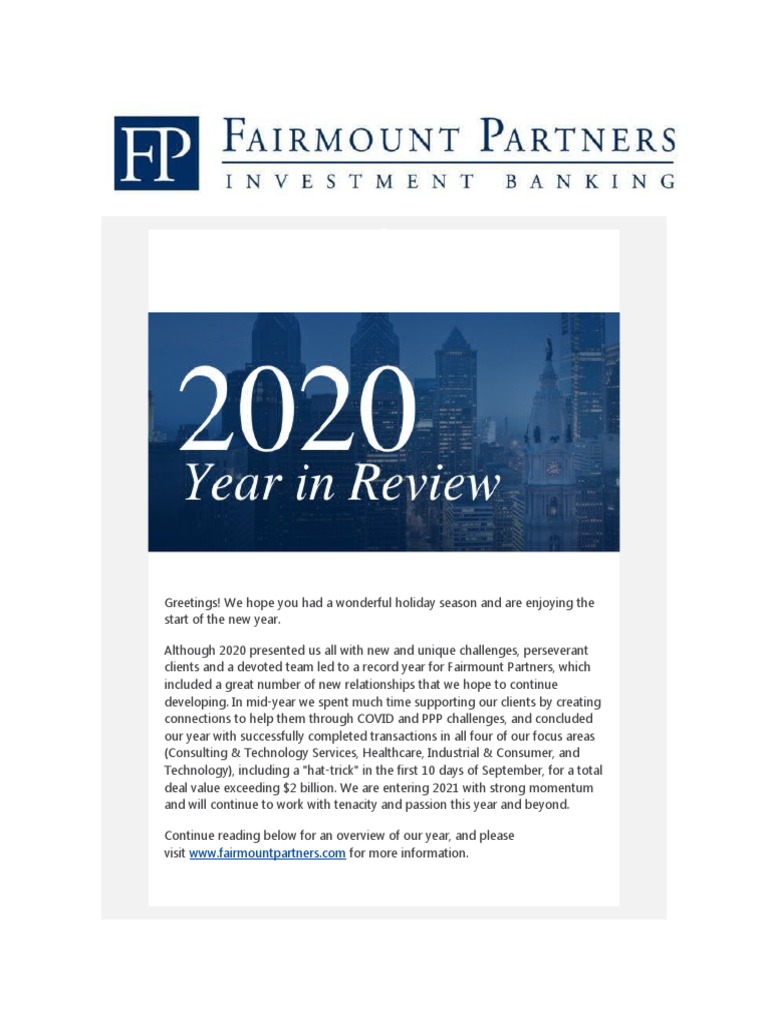 Fairmount | PDF | Investment Banking | Mergers And Acquisitions
