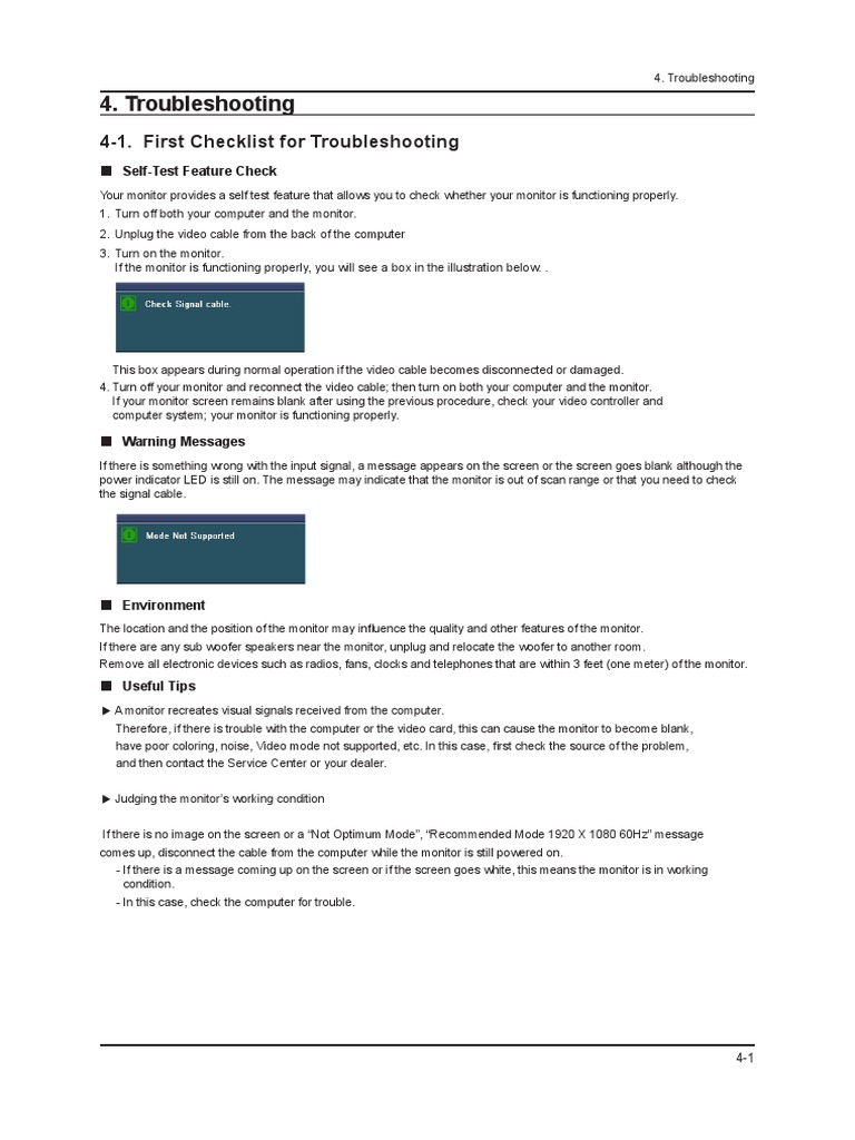 Monitor Troubleshooting Guide | PDF