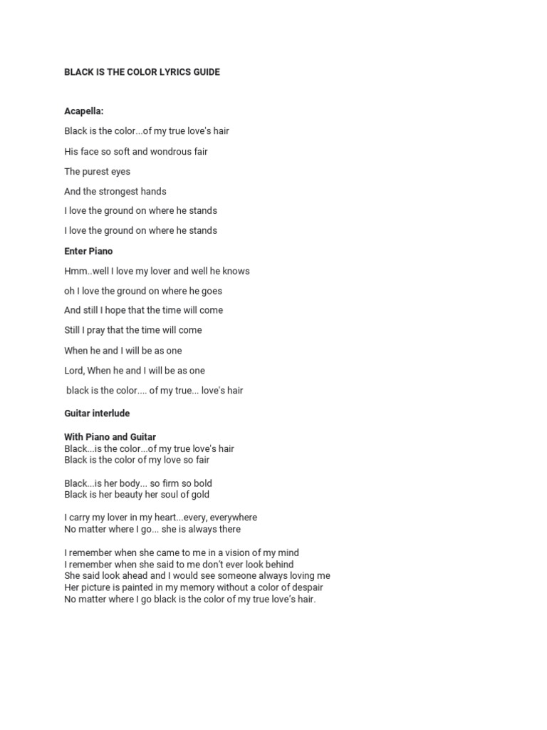 Black is the Color of My True Love's Hair | PDF