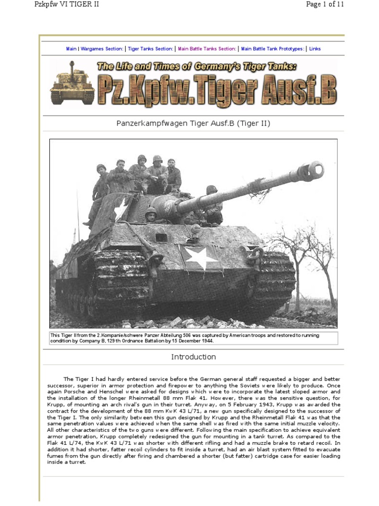 Tiger 2 Ausf.B Battle Tank | PDF | Tiger I | Shell (Projectile)