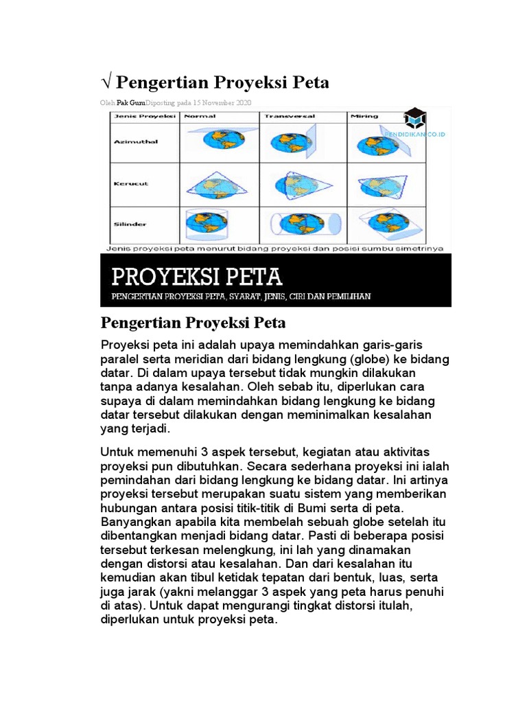 Pengertian Proyeksi Peta | PDF