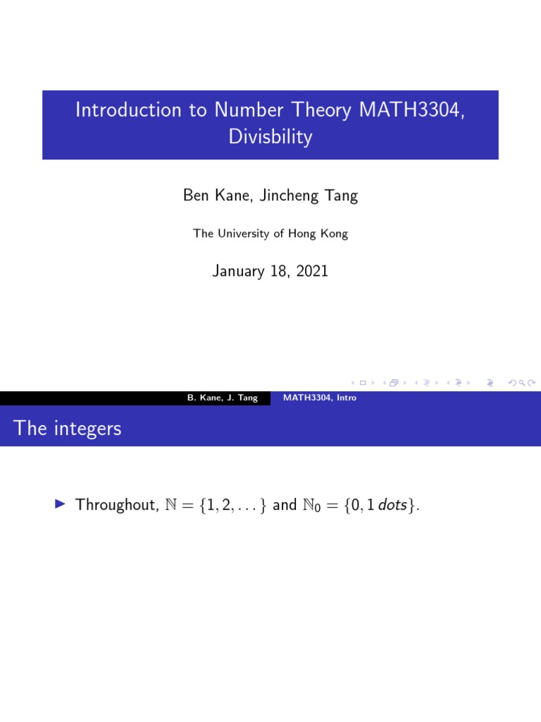 Introduction to Number Theory Concepts | PDF | Ring (Mathematics ...