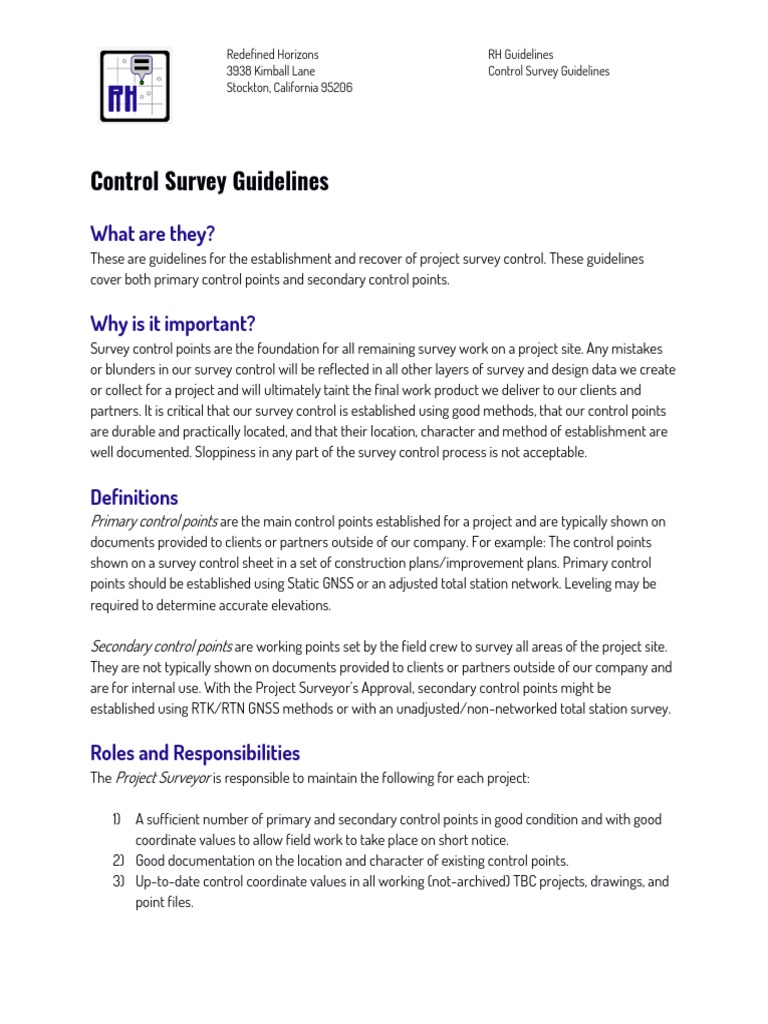 Control Survey Guidelines | PDF | Surveying
