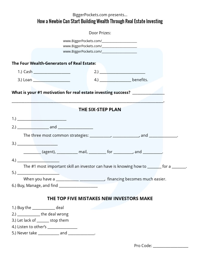 How A Newbie Can Start Building Wealth Through Real Estate Worksheet | PDF