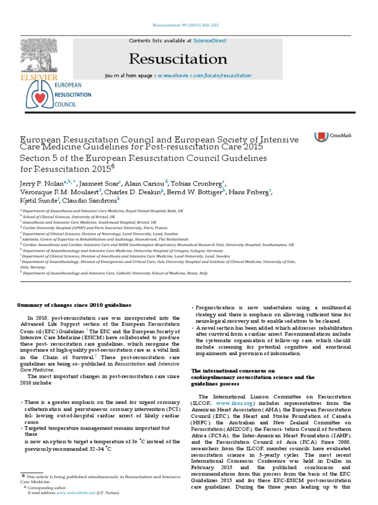 Section 5 of The European Resuscitation Council Guidelines | PDF ...