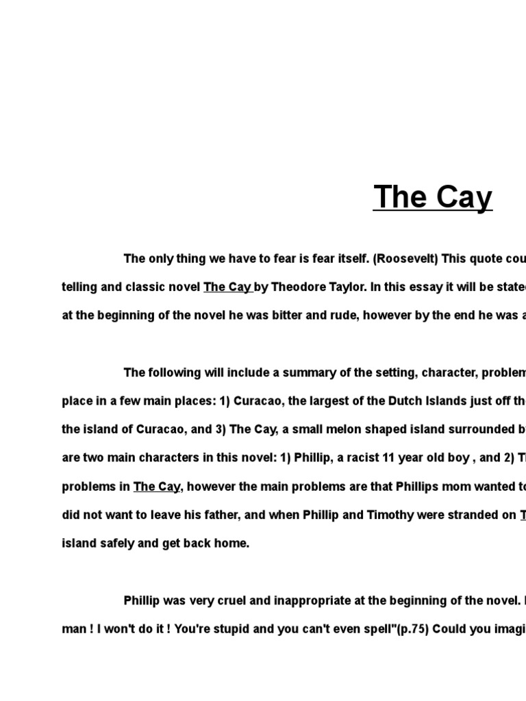 Character Growth in The Cay | PDF | Mystery, Thriller & Crime Fiction ...