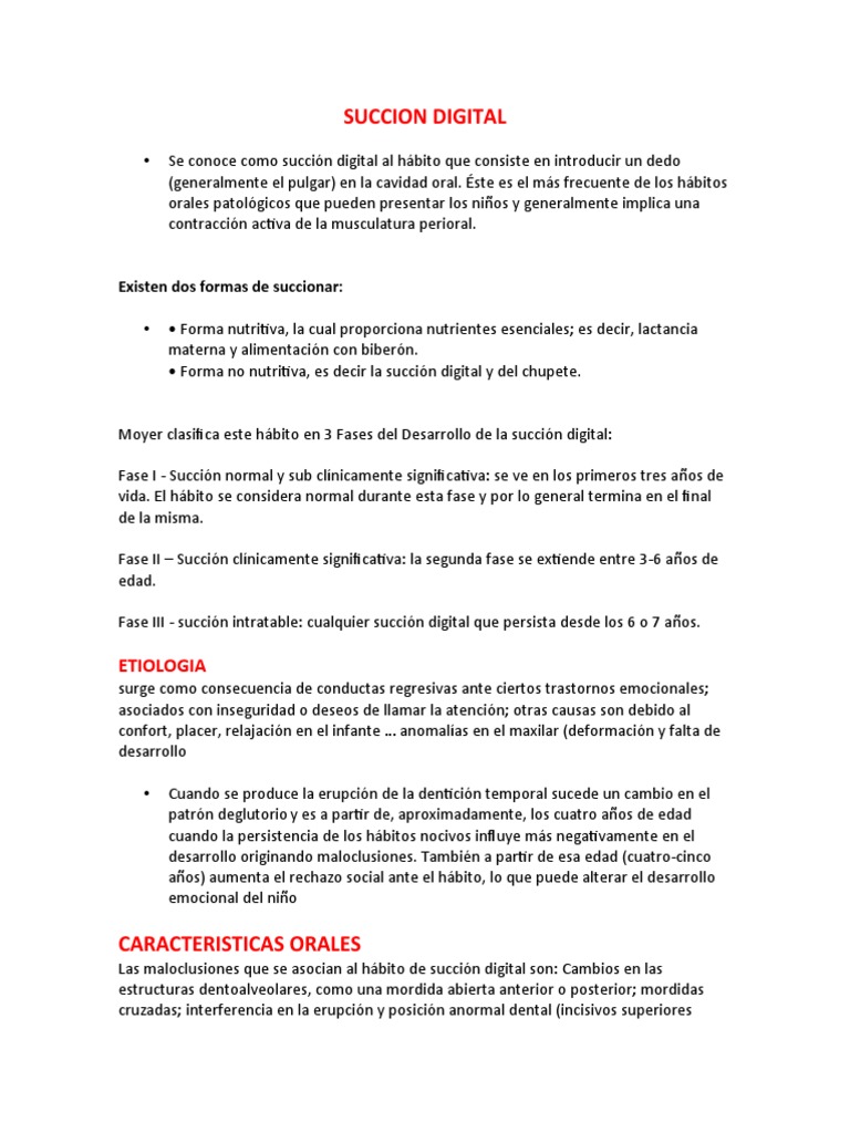 SUCCION DIGITAL RESUMENn | PDF | Cara | Odontología