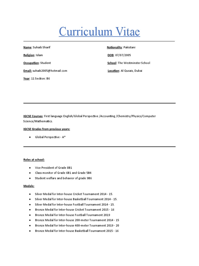 Suhaib Curriculum Vitae CV | PDF | Human Nature