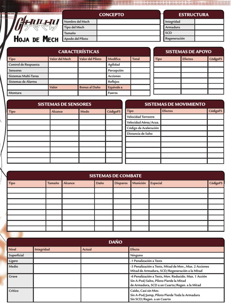 Ficha CthulhuTech Mecha OkGames | PDF | Aviación | Arsenal