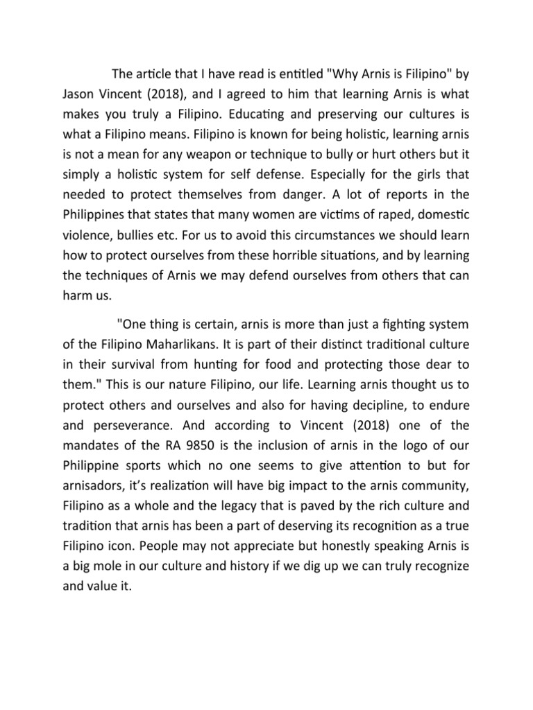 Arnis Reflection | PDF