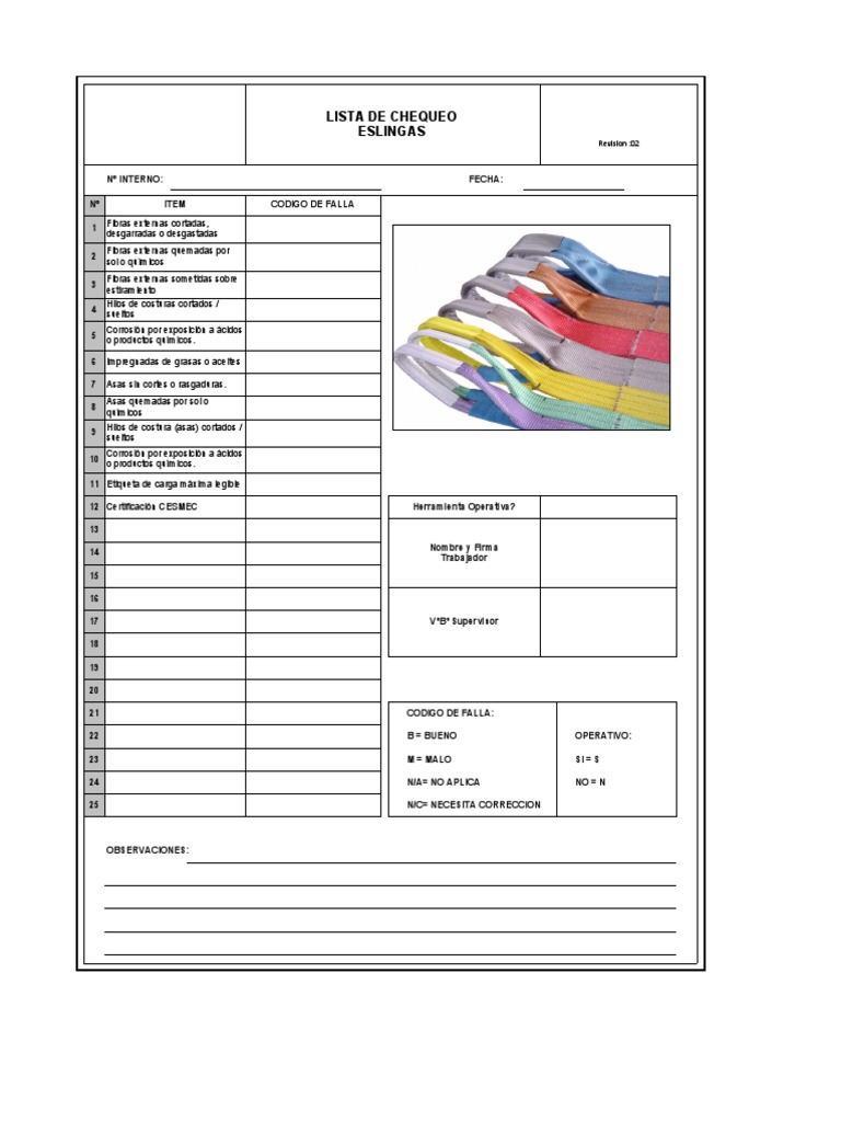 Check List Eslingas | PDF