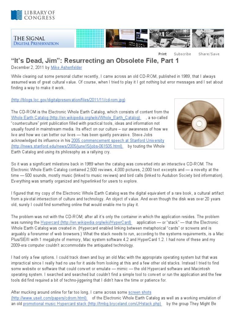 "It's Dead, Jim" - Resurrecting An Obsolete File, Part 1 - The Signal ...