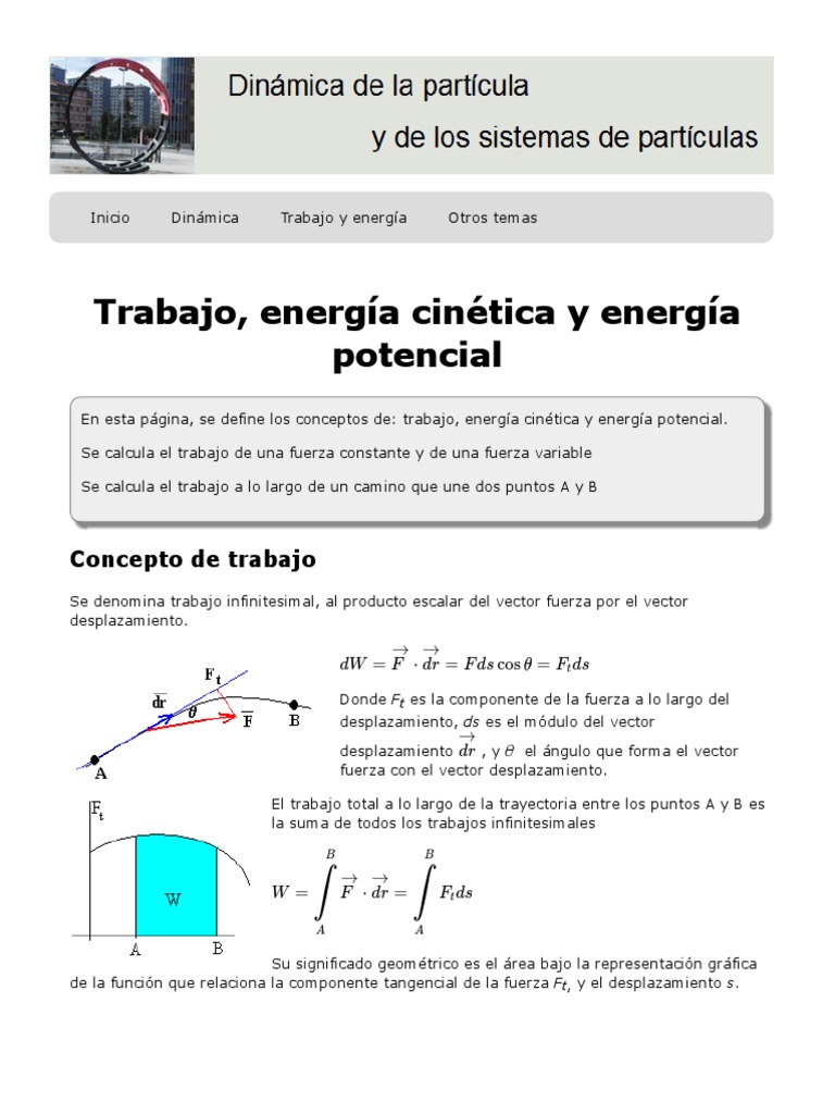 Trabajo, energía cinética y energía potencial | PDF | Energía potencial ...
