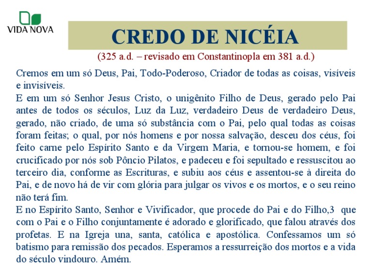 Os fundamentos da fé cristã segundo o Credo de Nicéia | PDF